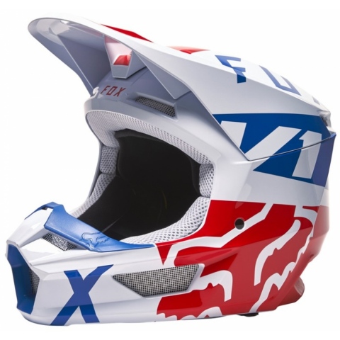 Kask Cross FOX V1 Skew Biały/Czerwony/Niebieski Rozmiar M